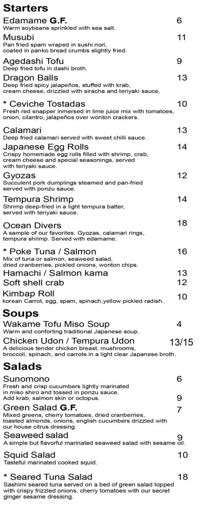 Menu – Oceano Sushi